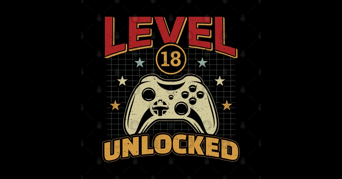 18th Birthday Level 18 Unlocked Video Gamer - Level 18 Unlocked ...