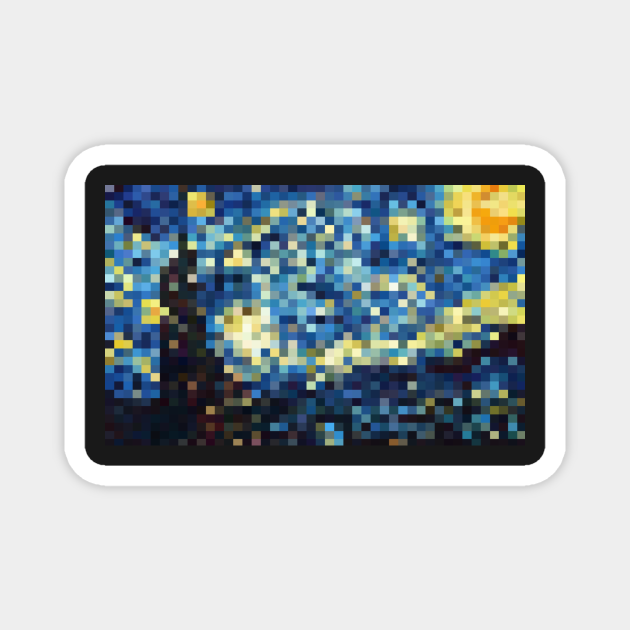 Starry Night Pixel Art - Aesthetic - Magnet | TeePublic