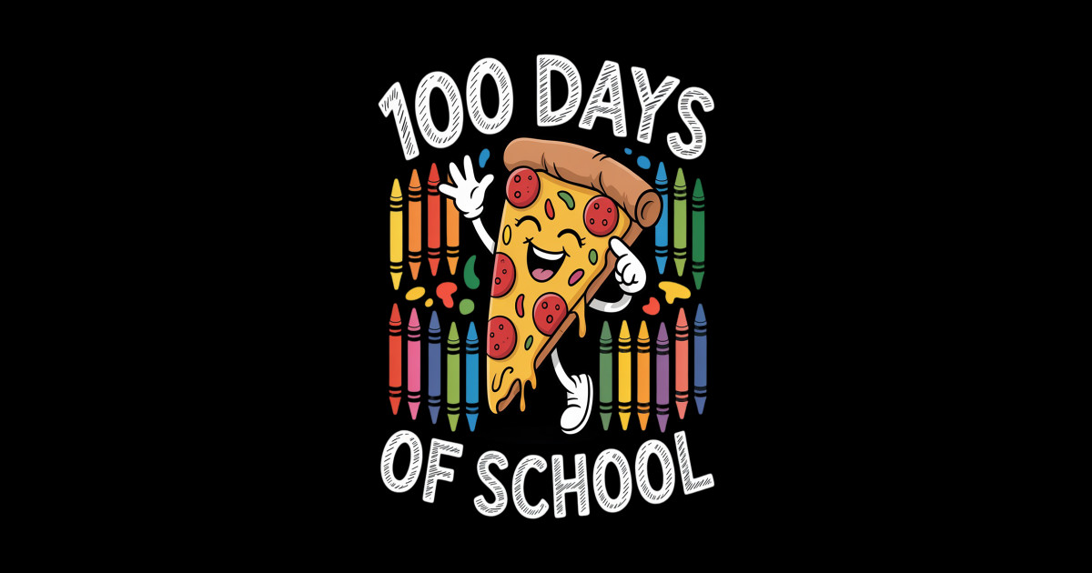 100 Days of School Dabbing Pepperoni Pizza Slice - 100 Days Of School ...