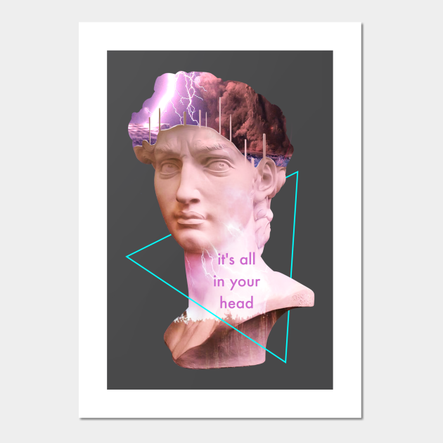 Vaporwave David Statue It's All In Your Head Storm Art - David Statue ...