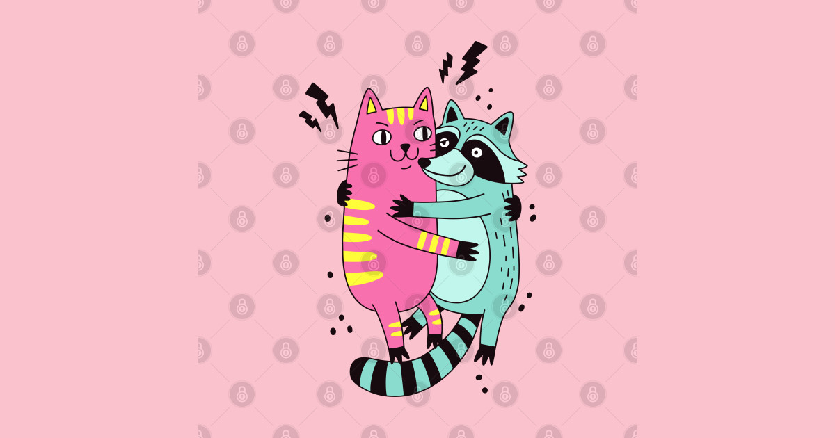 Emotional Support Cat & Raccoon | Cute Animal Hug - Raccoon Lovers - T ...