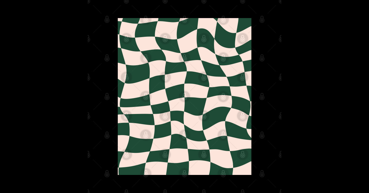 Distorted Green and Beige Check Grid - Checkerboard - Posters and Art ...