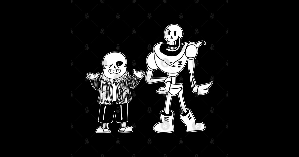 Sans and Papyrus Undertale Simple Black and White Design - Undertale ...