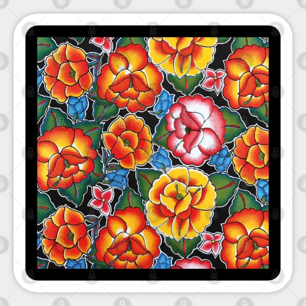 Mexican oilcloth oaxaca flowers - Mexican Flower - Sticker | TeePublic