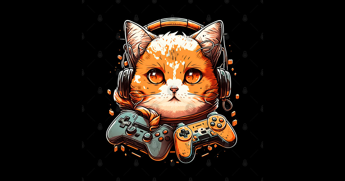 Gamer Kitten - Gamer - Sticker | TeePublic