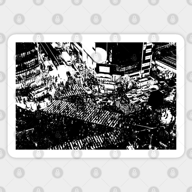 Manga Panel - Shibuya Crossing - Shibuya - Sticker | TeePublic