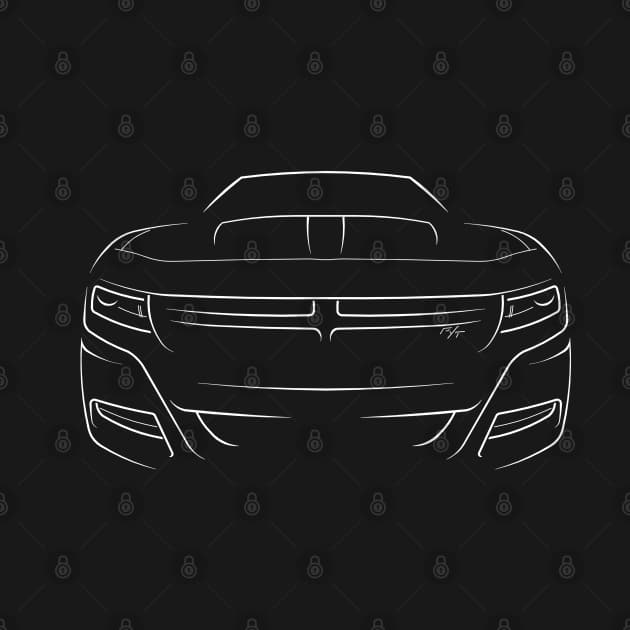 2015 Dodge Charger R/T - front Stencil, white - Mopar - T-Shirt | TeePublic