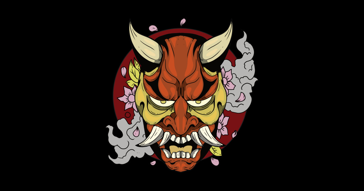 Red Oni Mask - Oni - Sticker | TeePublic