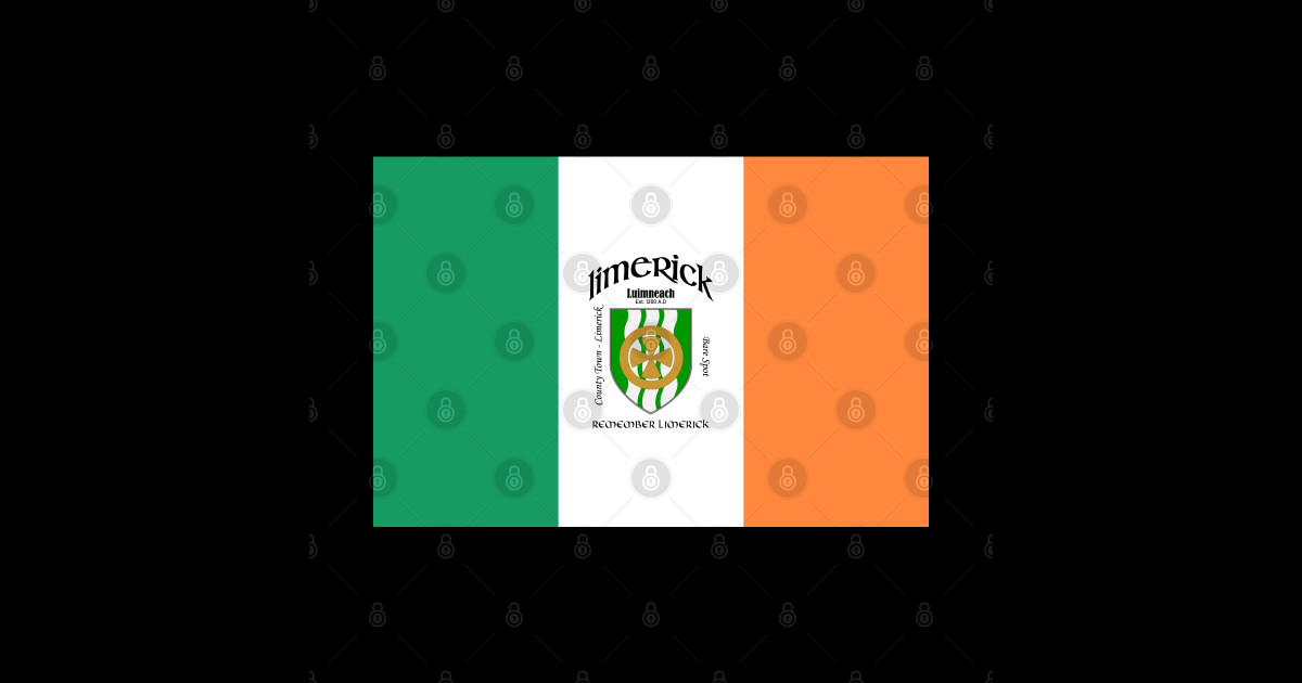 Limerick Ireland Flag Irish Tricolour with County Crest - Limerick ...