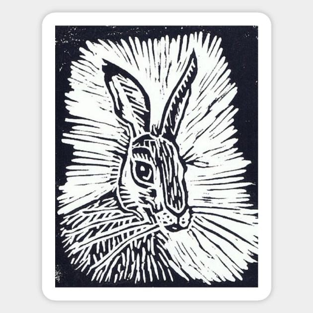 Hare Lino Cut - Hares - Sticker | TeePublic