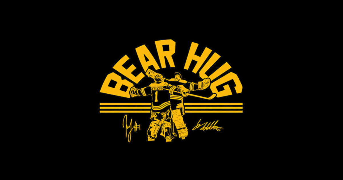 Linus Ullmark & Jeremy Swayman Bear Hug - Linus Ullmark - Sticker ...