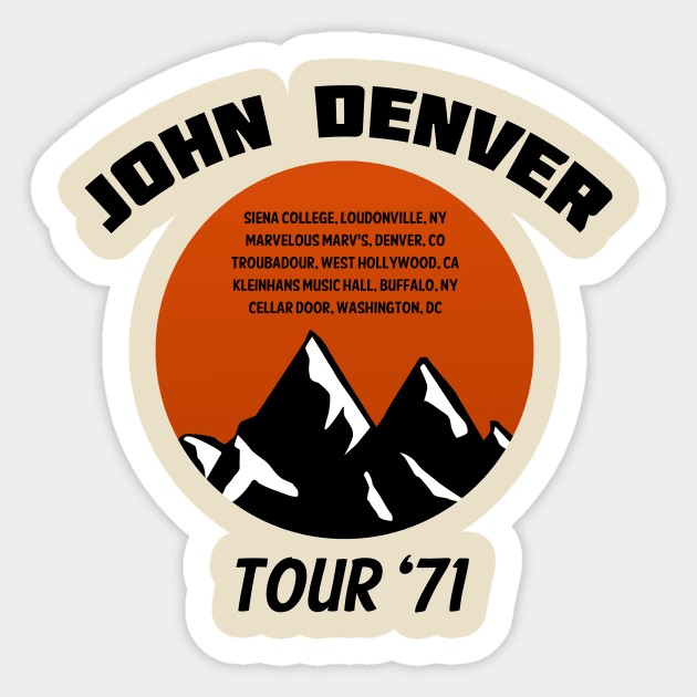 John Denver Tour '71 - John Denver - Sticker | TeePublic