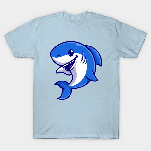 Cute Shark Fish Cartoon - Cute Shark Fish Cartoon - T-Shirt | TeePublic