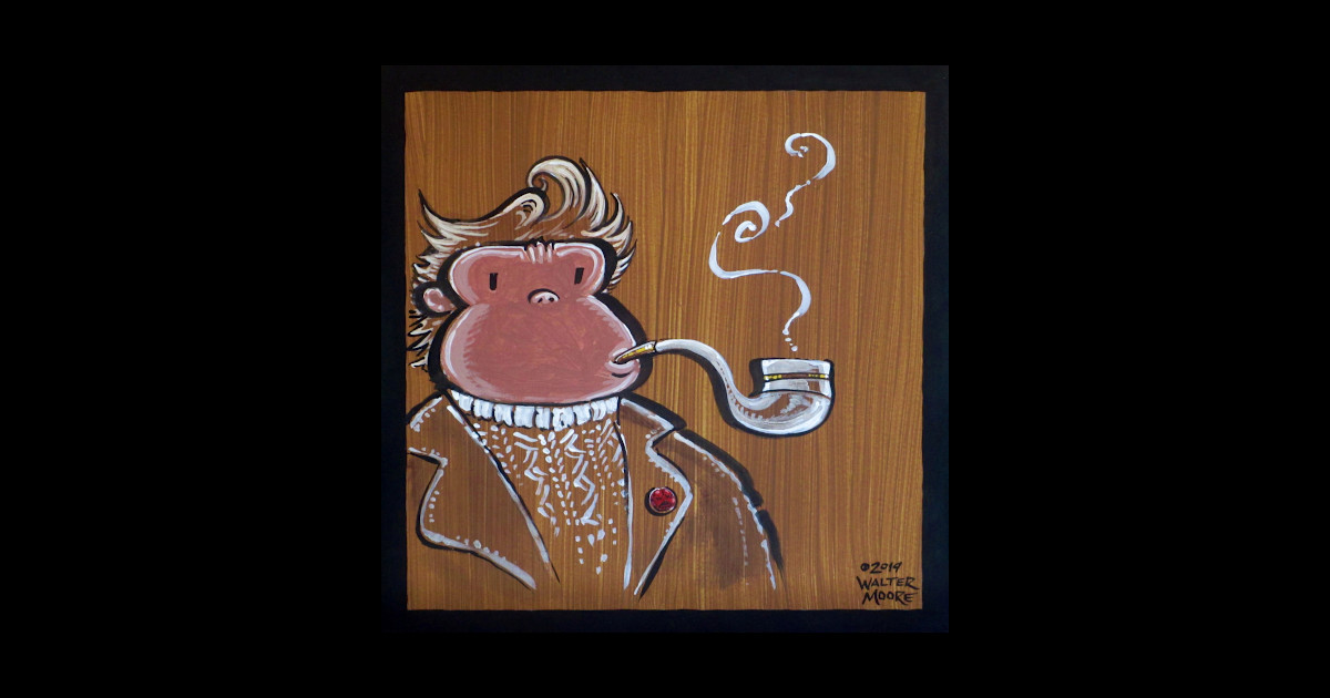 Professor Ape Smoking - Cartoon - Sticker | TeePublic