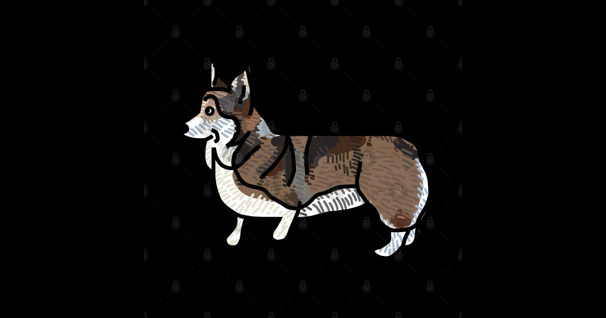 Dog Art Corgi Line Color and Texture - Corgi - T-Shirt | TeePublic