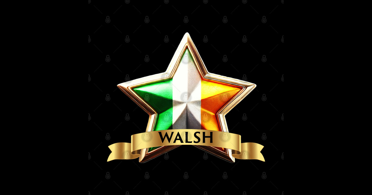Walsh Irish Heritage Star – Crest Name Emblem Design - Walsh - Sticker ...