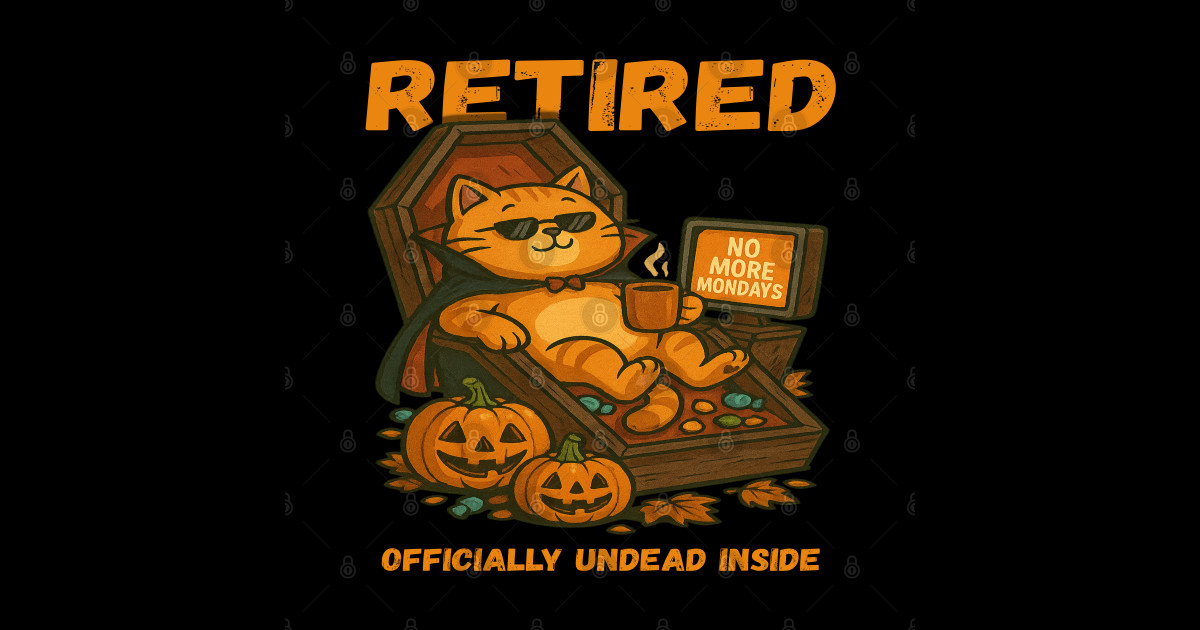 Retired Cat Officially Undead Inside T-Shirt – Funny Halloween ...
