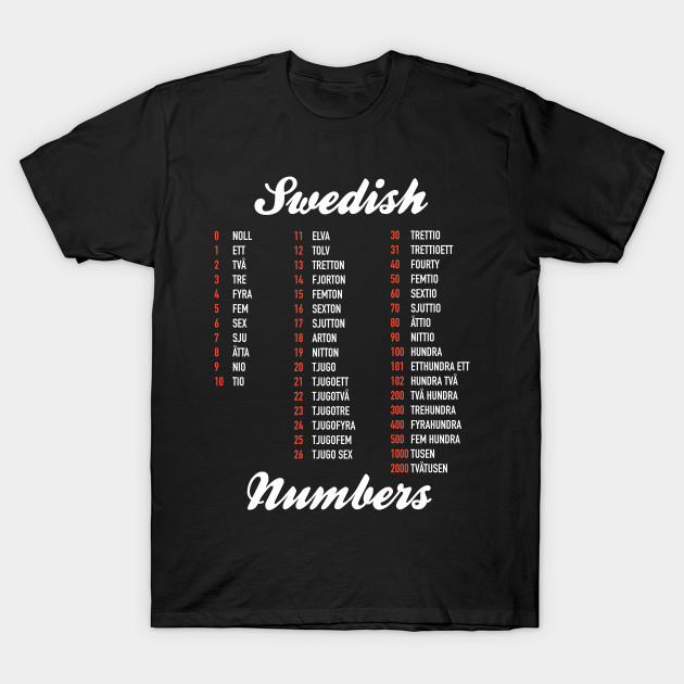 Swedish Numbers - Swedish Language Cheatsheet - Swedish - T-Shirt ...