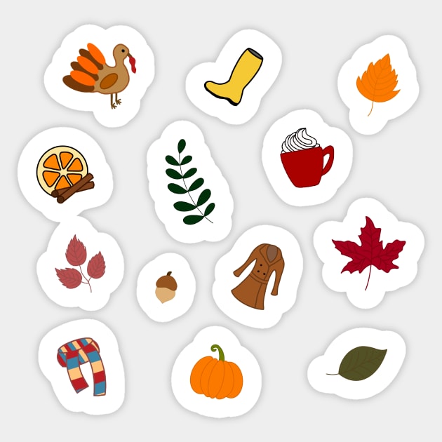 Fall Doodles Sticker Pack - Fall - Sticker | TeePublic