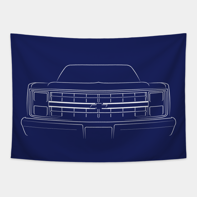 Chevy Silverado - front stencil, white - Silverado - Tapestry | TeePublic
