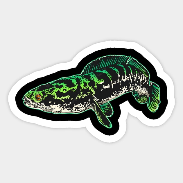 CHANNA FISH HIJAU TOSKA - Fishing Channa - Sticker | TeePublic