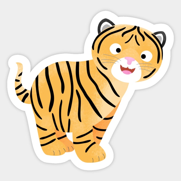 Cute happy tiger cub cartoon - Tiger Cub - Sticker | TeePublic