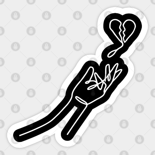 Letting Go Line Drawing - Broken Heart - Sticker | TeePublic