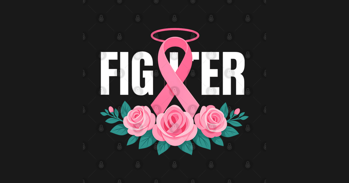 Pink Ribbon Fighter with Roses Breast Cancer Awareness - Rose Ribbon ...