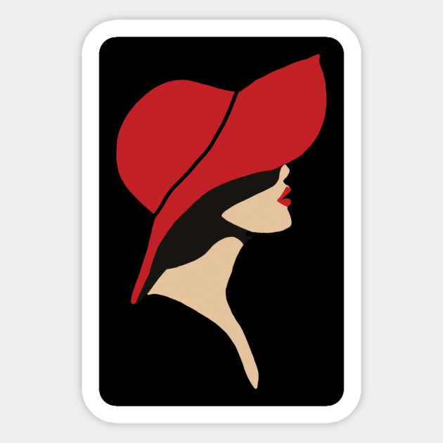 Red Lips and Hat - Red Hat - Sticker | TeePublic