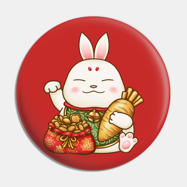 Year of the Rabbit Beckoning Rabbit - Year Of The Rabbit - Pin | TeePublic