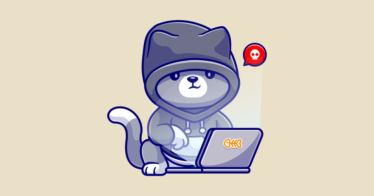 Cute Cat Hacker Operating Laptop Cartoon - Cute Cat Hacker Operating ...