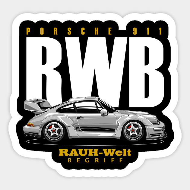 PORSCHE-911 (RWB)-WHITE - Porsche 911 - Sticker | TeePublic