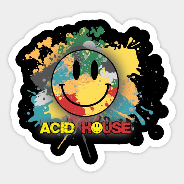 Acid House Smiley Face Jackson Pollock - Acid House - Sticker | TeePublic