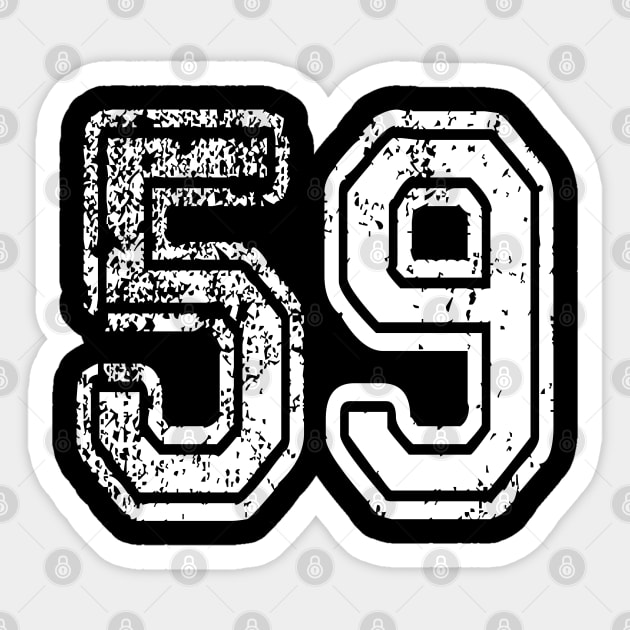 Number 59 Grungy in white - 59 - Sticker | TeePublic