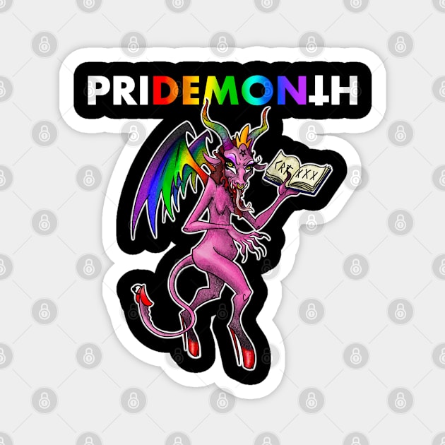 The Pride Demon (white text) - Pridemonth - Magnet | TeePublic