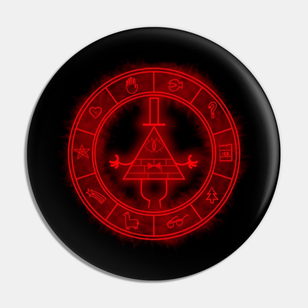 Bill Cipher Symbol Red - Gravity Falls - Pin | TeePublic