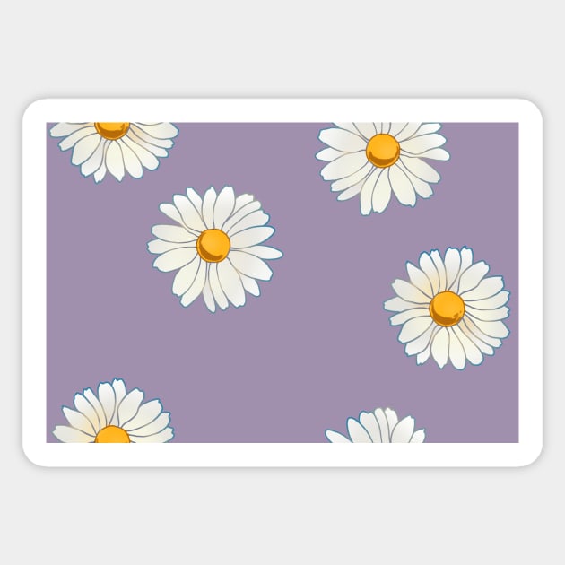 Daisies with purple background - Daisies - Sticker | TeePublic