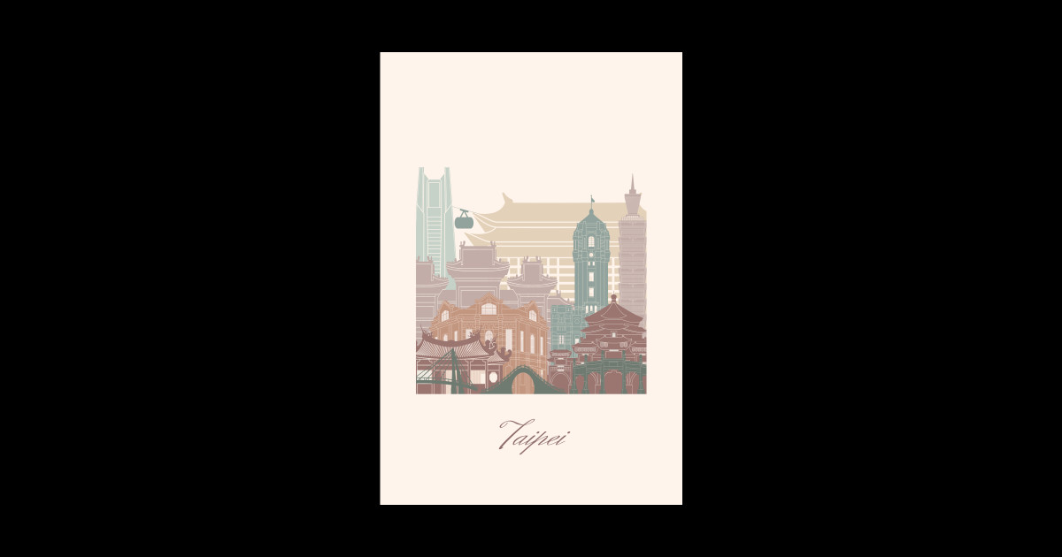 Taipei, Taiwan, map skyline - 02 style - Taipei - Posters and Art ...
