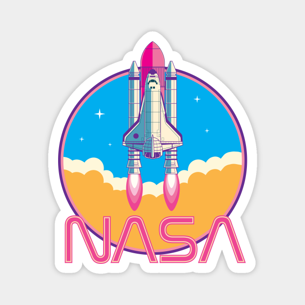 Nasa Girl Retro Logo Pink - Nasa - Magnet | TeePublic
