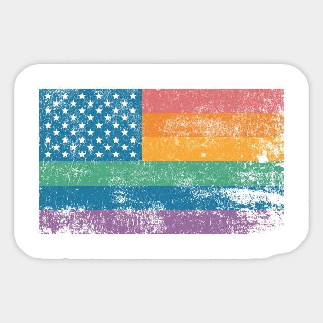 American Flag Rainbow - American Flag Rainbow - Sticker | TeePublic