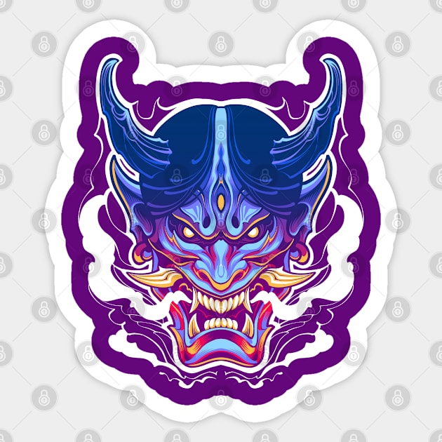 cool japanese oni mask - Oni Mask - Sticker | TeePublic