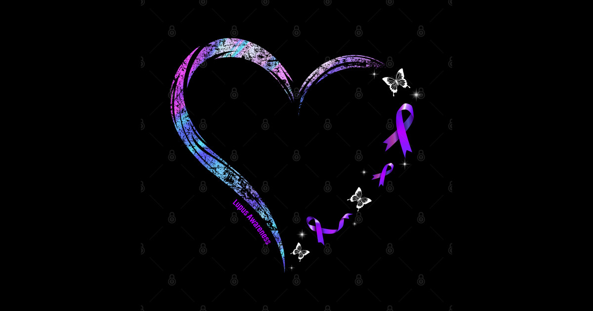 Awesome Lupus Awareness Survivor Heart Birthday Shirt Ribbon Butterfly ...