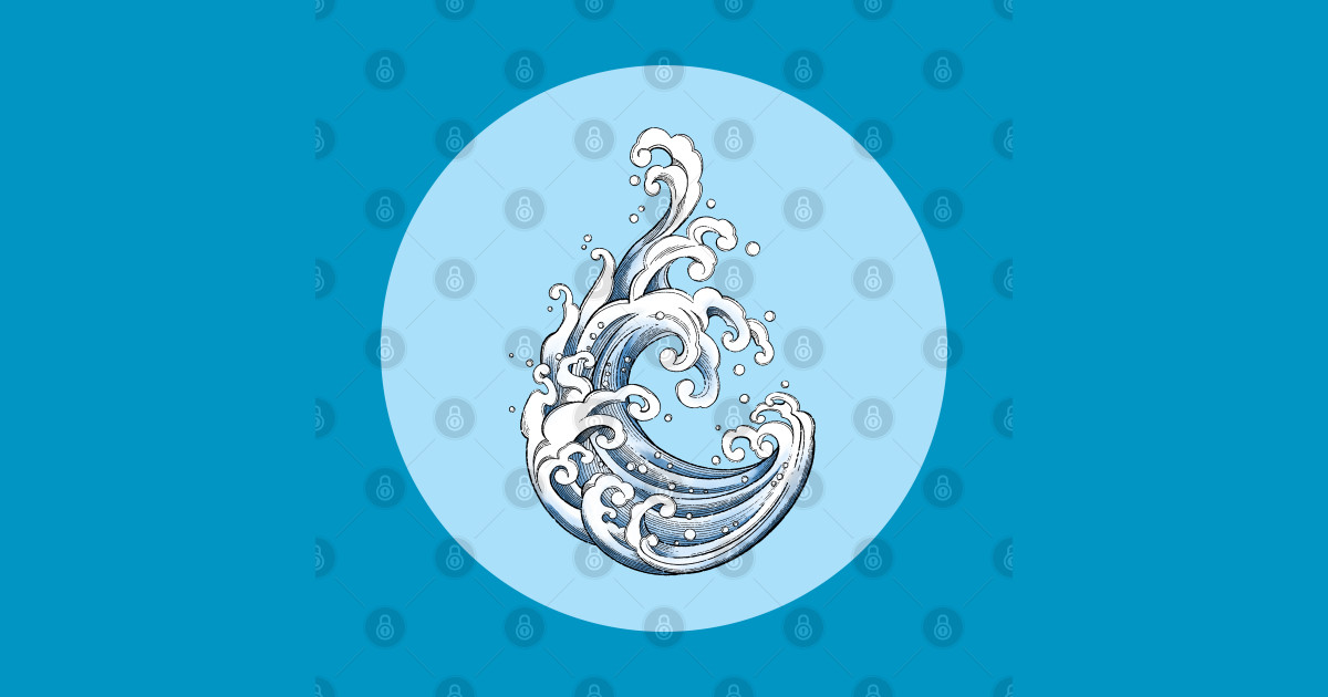 Blue Mana Symbol In A Japanese Traditional Style For Fans Of Magic The