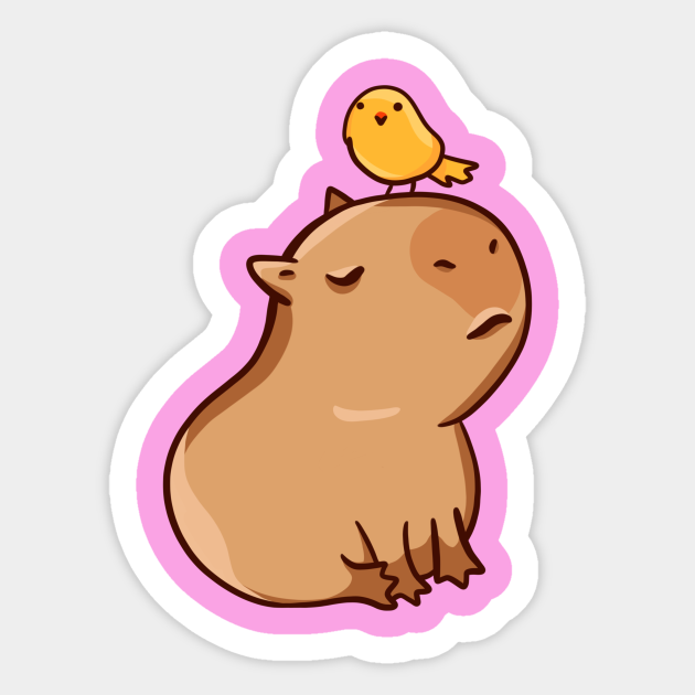 Capybara with a bird - Capybara - Sticker | TeePublic