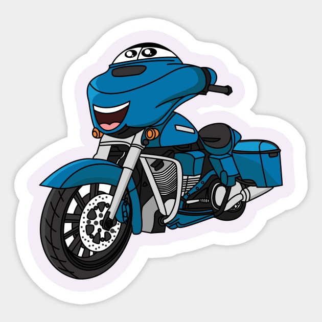 Cute happy blue motorcycle cartoon - Cute Happy Blue Motorcycle Cartoon ...