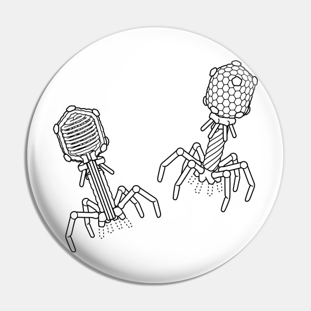 T4 Bacteriophage Line Drawing - Bacteriophage - Pin | TeePublic