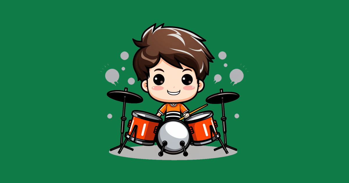 Chibi Boy Playing Drums - Music Instrument - T-Shirt | TeePublic