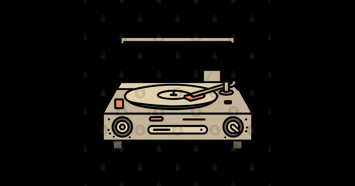 Vintage line art of a classic record player - Record Player - Sticker ...