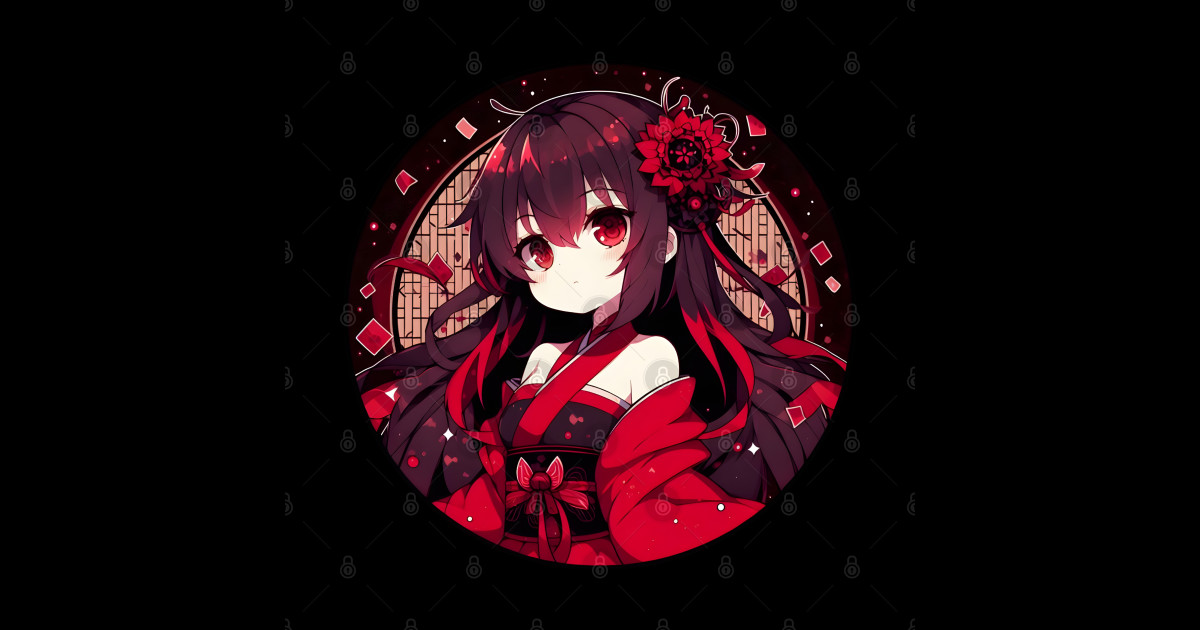 Japanese Anime red - Japanese Anime - Sticker | TeePublic