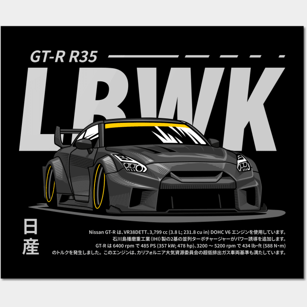 JDM car Nissan GTR R35 Black - Jdm Car - Posters and Art Prints | TeePublic